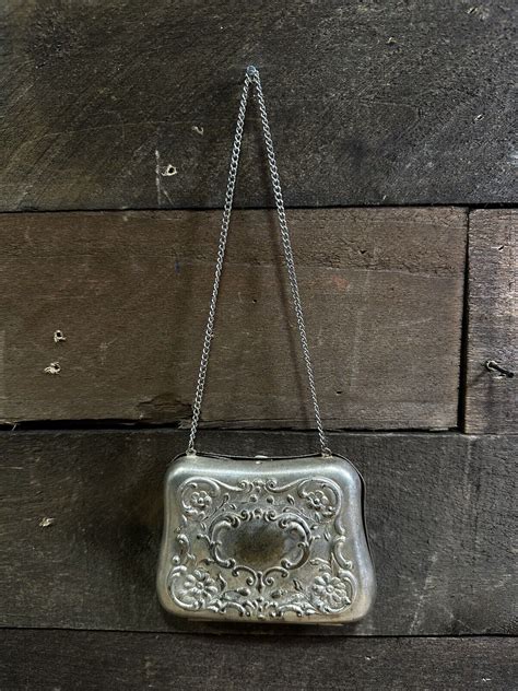Antique Silver Plated Coin Purse Gem