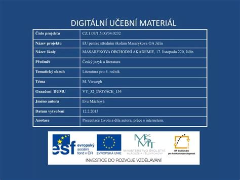 PPT DIGITÁLNÍ UČEBNÍ MATERIÁL PowerPoint Presentation free download ID