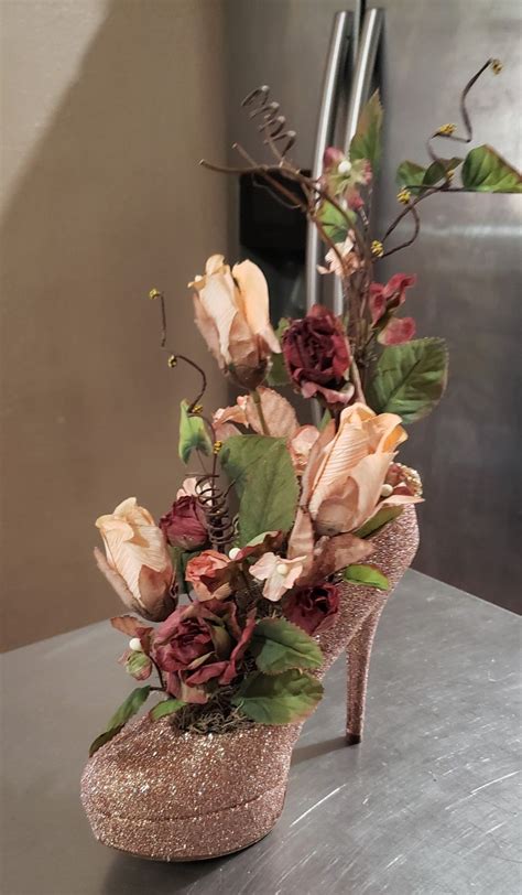 Rose Gold Glitter High Heel Shoe Arrangement