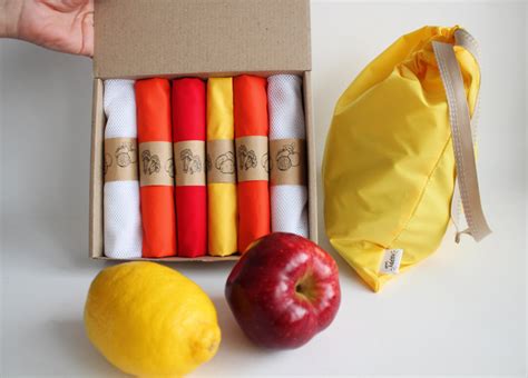 Экомешочки для овощей и фруктов 6 шт многоразовые мешочки красные желтые оранжевые от