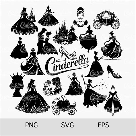 Cinderella Svg Bundle Princess Castle Shoe Book Designs Fairy Tale