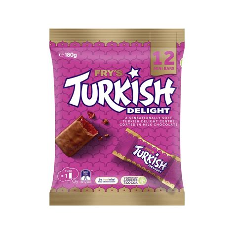 Cadbury Frys Turkish Delight Chocolate Sharepack 12 Pack 180g