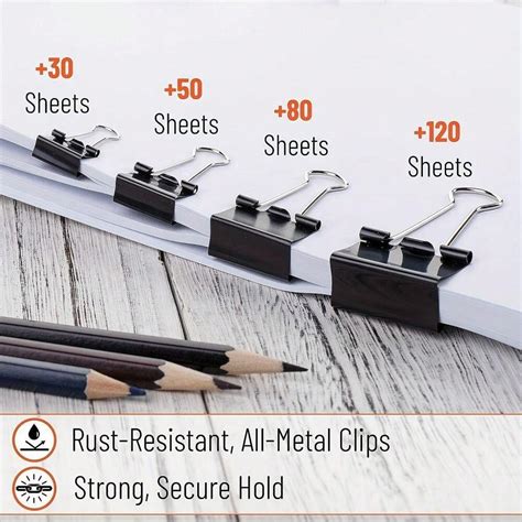 Binder Clips 100 Pc Assorted Sizes Black Paper Binder Clips Paper Clamps Assorted Sizes
