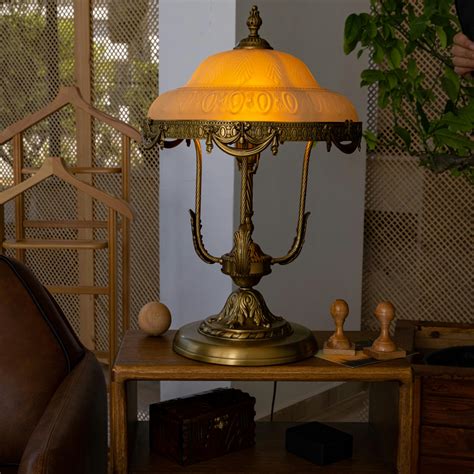 Glass Shade Table Lamp French Antique Decor Table Lamp Victorian