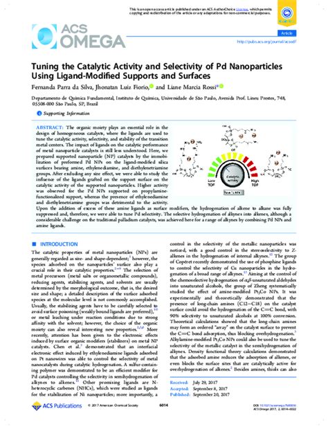 Pdf Tuning The Catalytic Activity And Selectivity Of Pd Nanoparticles