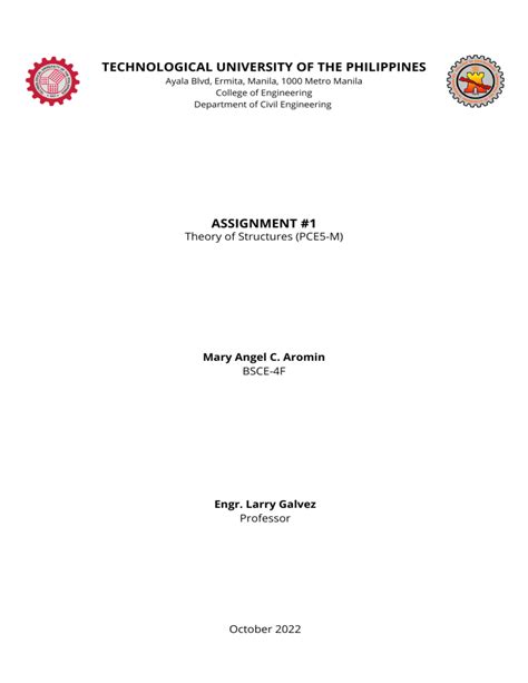 Theory Of Structures Assignment 1 Tup