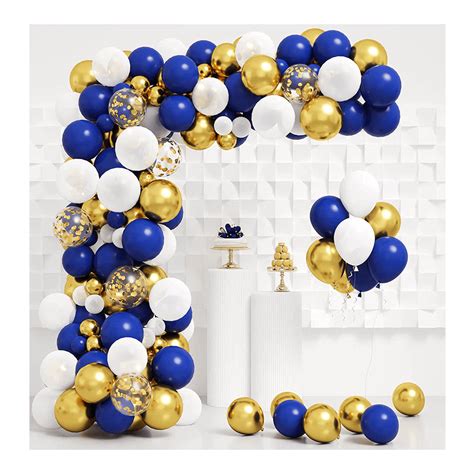 Party Decoration Navy Blue White Golden Gold Confetti Latex Balloon