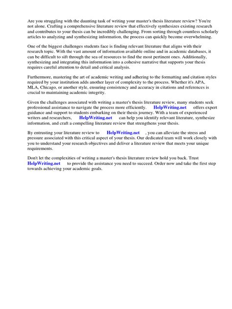 Masters Thesis Literature Review Examples Pdf Thesis Essays