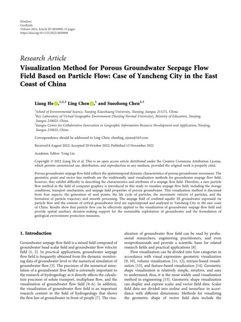 Pdf Visualization Method For Porous Groundwater Seepage Flow Field