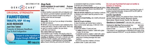 Famotidine Original Strength Acid Reducer 60 Tablets Geri Care