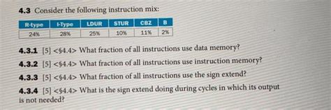 solved 4 3 consider the following instruction mix r type
