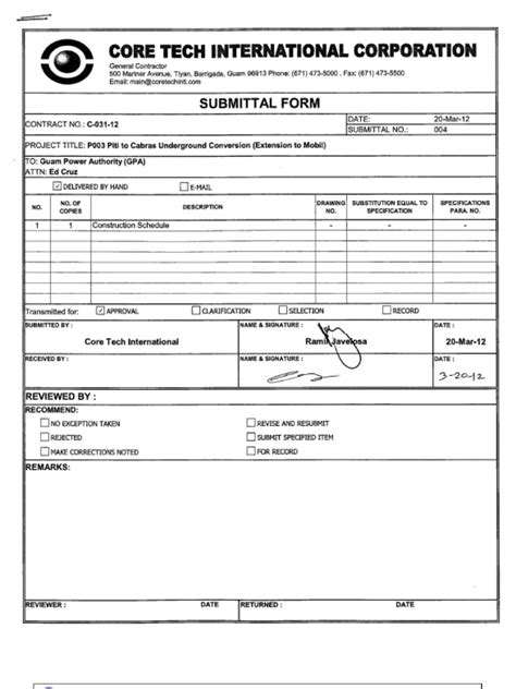 004 Submittal Construction Schedule Pdf Power Engineering
