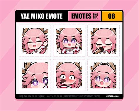 Genshin Yae Miko Emote Pack 08 Twitch Emote Discord Emote Etsy