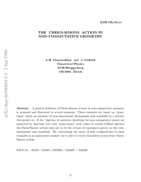 Pdf The Chern Simons Action In Noncommutative Geometry