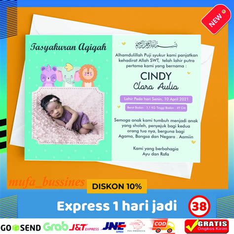 Jual Stiker Sticker Label Kartu Tasyakuran Syukuran Aqiqah Aqiqoh Akikah Nama Bayi Selapanan