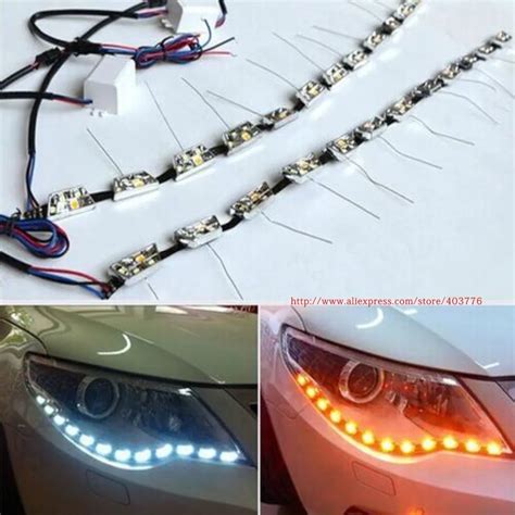 Universal S8 Led Flexible DRL Daytime Running Light White Amber
