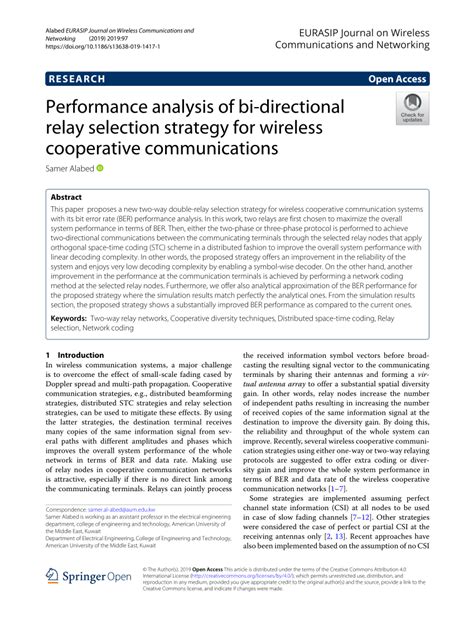 Pdf Performance Analysis Of Bi Directional Relay Selection Strategy