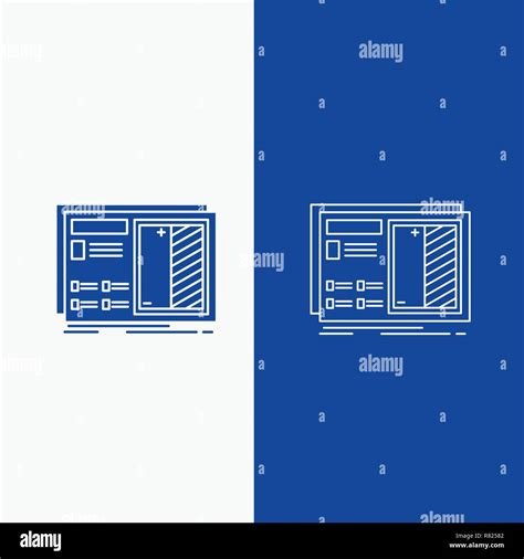 Blueprint Design Drawing Plan Prototype Line And Glyph Web Button In Blue Color Vertical
