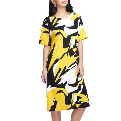 Women Plus Size Dress Summer Cotton Fashion Casual Loose Short Sleeve