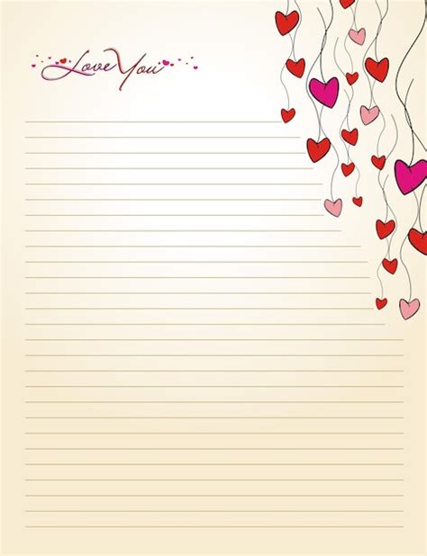 Printable Background Love Letter Template