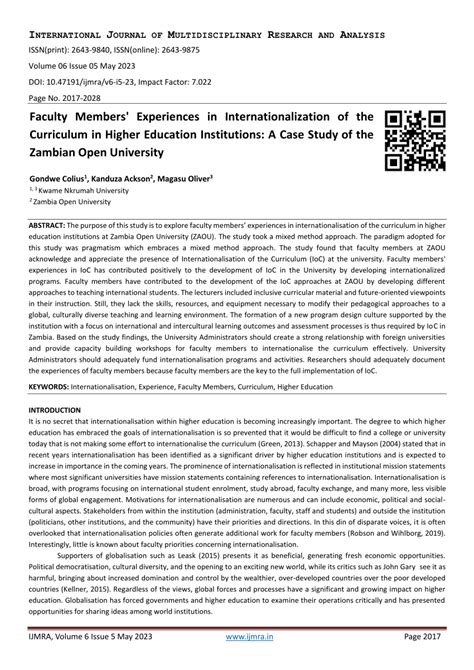 Pdf Faculty Members Experiences In Internationalization Of The