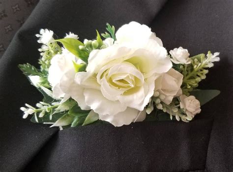 White Pocket Boutonniere Pocket Square Boutonniere White Etsy