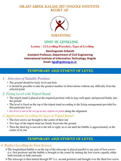 Surveying Levelling Procedure Pdf Equipment Metrology
