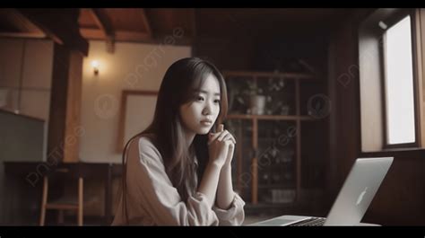 노트북 컴퓨터 근처 테이블에 앉아 있는 아시아 소녀 스톡 비디오 및 로열티 프리 푸티지 거실에서 책상다리를 하고 노트북을 보고