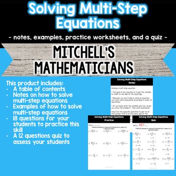 Solving Multi Step Equations By Mitchell S Mathematicians TpT