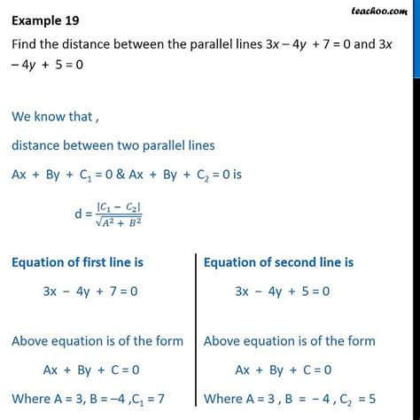 Example Find Distance Between Parallel Lines X Y