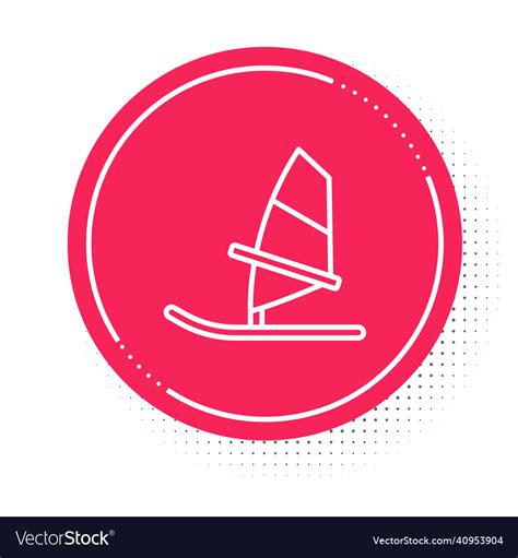 White Line Windsurfing Icon Isolated On Royalty Free Vector