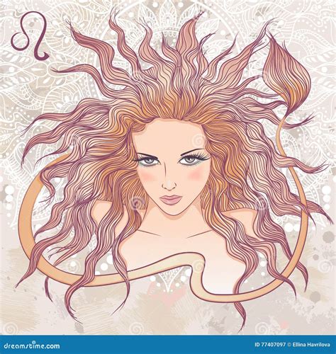Astrological Sign Of Leo As A Portrait Of Beautiful Girl Stock Vector
