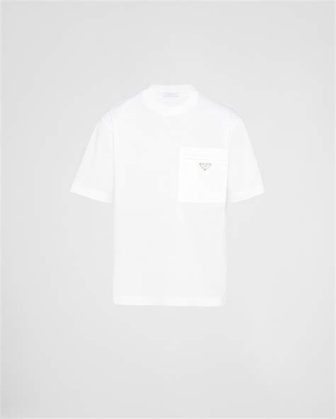 白色 Re nylon与平纹针织t恤 PRADA