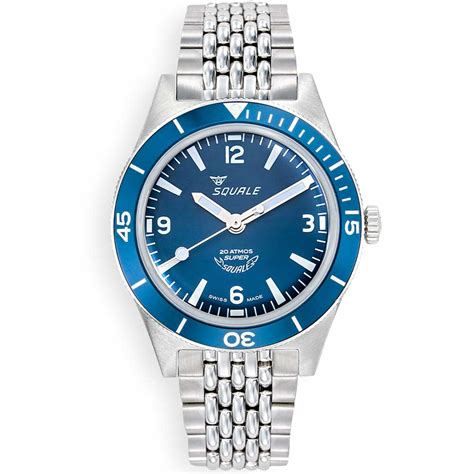 Super Squale Arabic Numerals Blue Bracelet Supermblblac Edelstahlband
