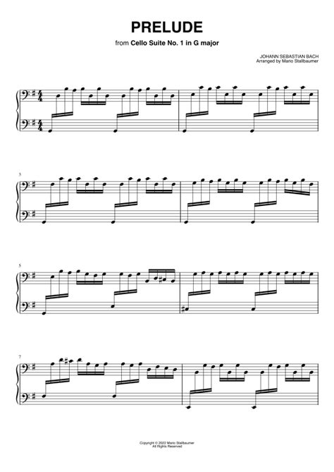 Prelude From Cello Suite No 1 In G Major Bwv 1007 Arr Mario