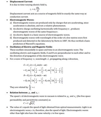 CBSE Class 12 Physics Revision Notes For Chapter 8 Electromagnetic Waves