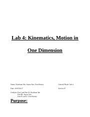 Lab Kinematics Motion In One Dimension Docx Lab Kinematics Motion In One Dimension Name