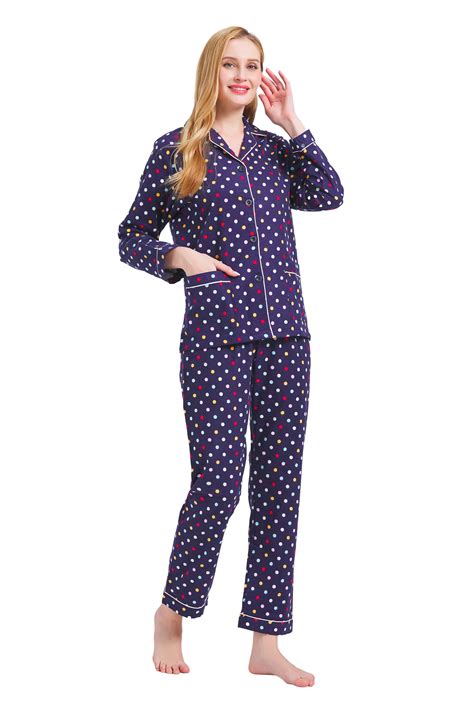 Global Womens Flannel Cotton Pajama Set Long Pjs Flannel Loungewear