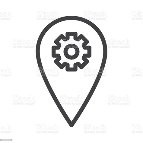 Icône De Ligne Dépingle De Lemplacement Du Service De Réparation