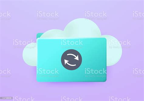 파일 동기화 아이콘이 있는 컴퓨터 폴더 클라우드 3d 벡터 클라우드 스토리지 아이콘 개념 그림 0명에 대한 스톡 벡터 아트 및