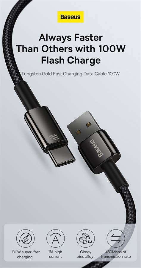 Baseus 100w Usb Type C Cable Fast Charging Wire Usb C Charger Data Cord