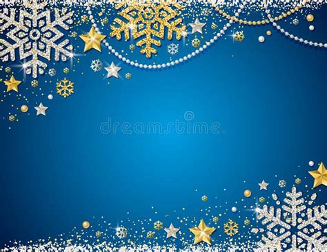 Голубая предпосылка рождества с рамкой золотого и серебряного Glitte
