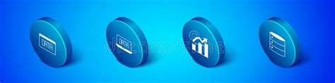 Set Isometric Data Analysis Financial Growth Server And Icon Vector