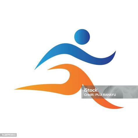 Menjalankan Desain Ilustrasi Vektor Simbol Logo Orang Atlet Lari