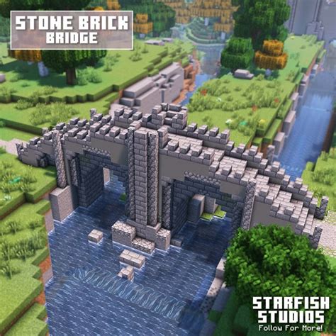 Minecraft Stone Bridge Idea 🌉 Simple Medieval Bridge Minecraft Stone
