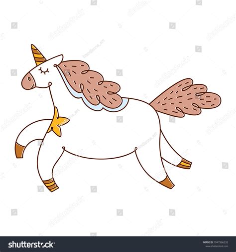 Unicorn Cute Line Art Illustration Isolated Stock Vector Royalty Free
