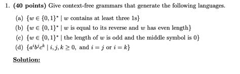 Solved Points Give Context Free Grammars That Chegg