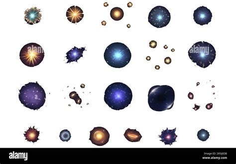 Ui Set Vector Illustration Of Abstract Shape Particle With Fire Glowing