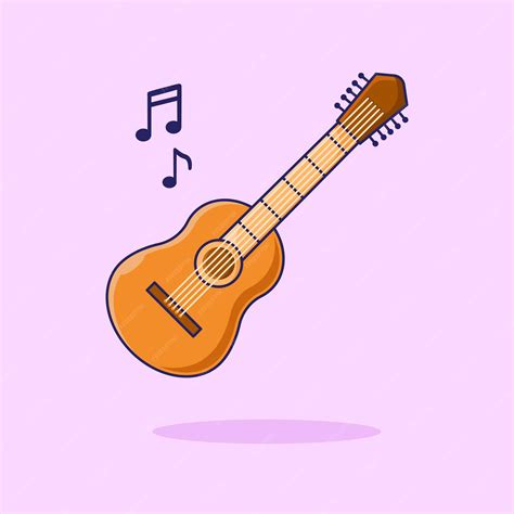 Premium Vector Guitar Accoustic Vector Icon Illustration Flat Cartoon