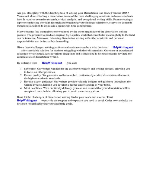Dissertation Bac Blanc Francais 2015 Pdf Thesis Learning